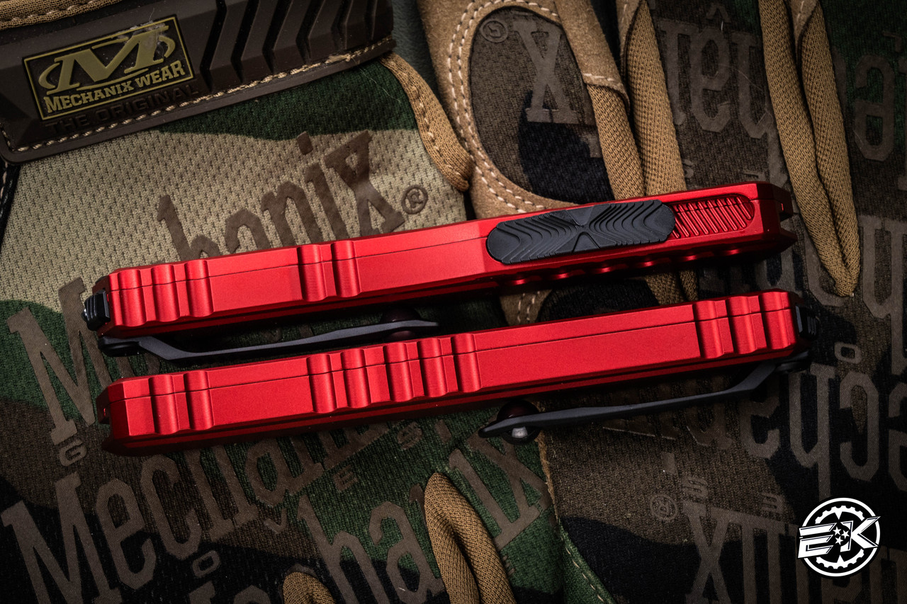 Microtech Cypher II OTF Automatic Knife Red Aluminum 3.5" M390 Dagger ...