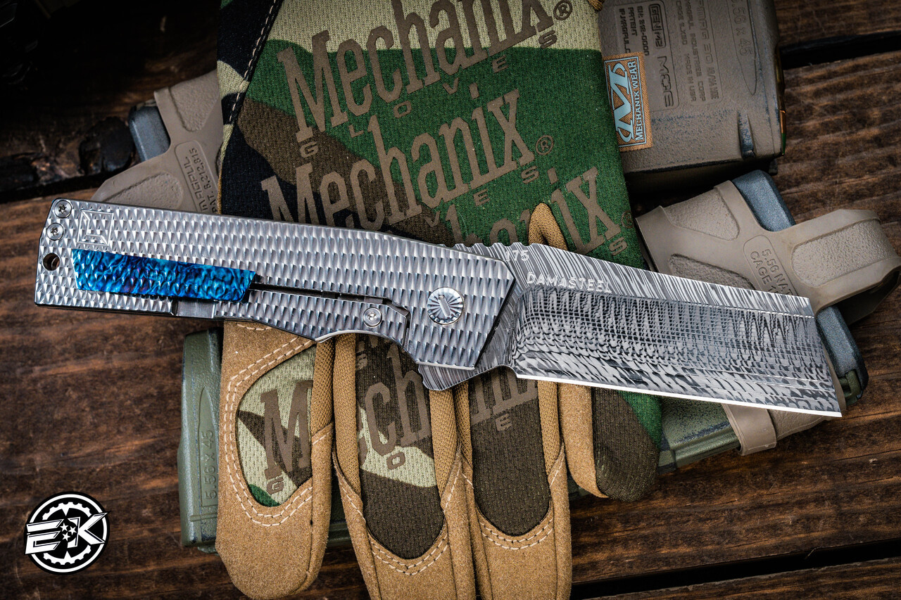 Preowned-Rubens Titanium Tools Rone Titanium Milled 3.6" Damasteel