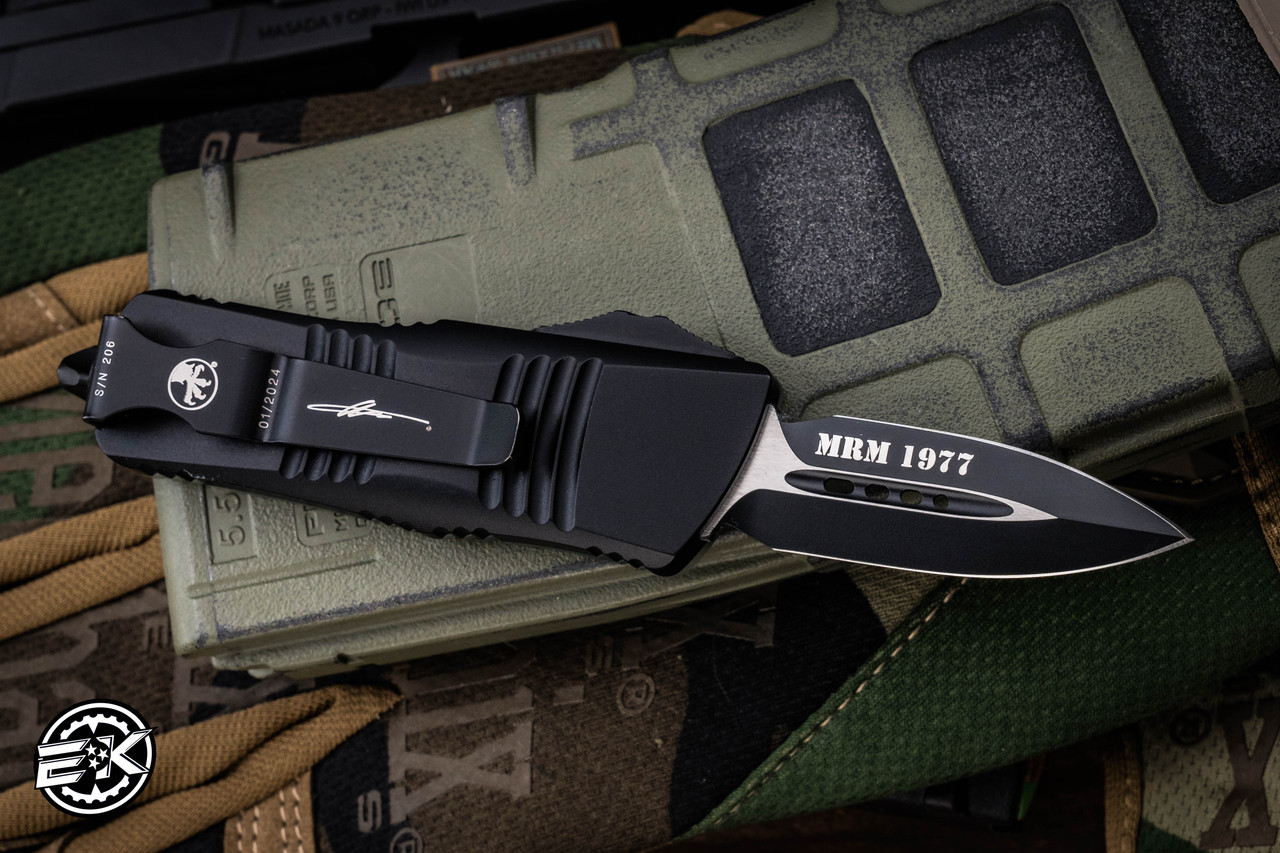 Preowned-Microtech Troodon Mini OTF Automatic Knife Jade Green G10 1.9 ...