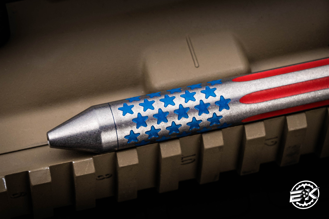 Nottingham Tactical Tibutton Straight Flute Merica Red-Blue Stars Pen ...