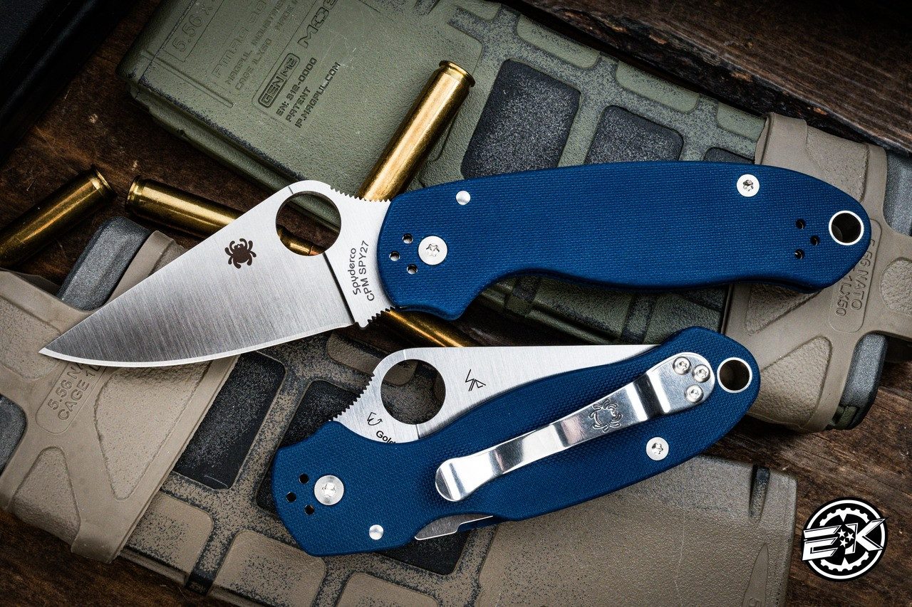 Spyderco Para 3 Compression Lock Folding Knife Cobalt Blue G10 3" SPY27 ...