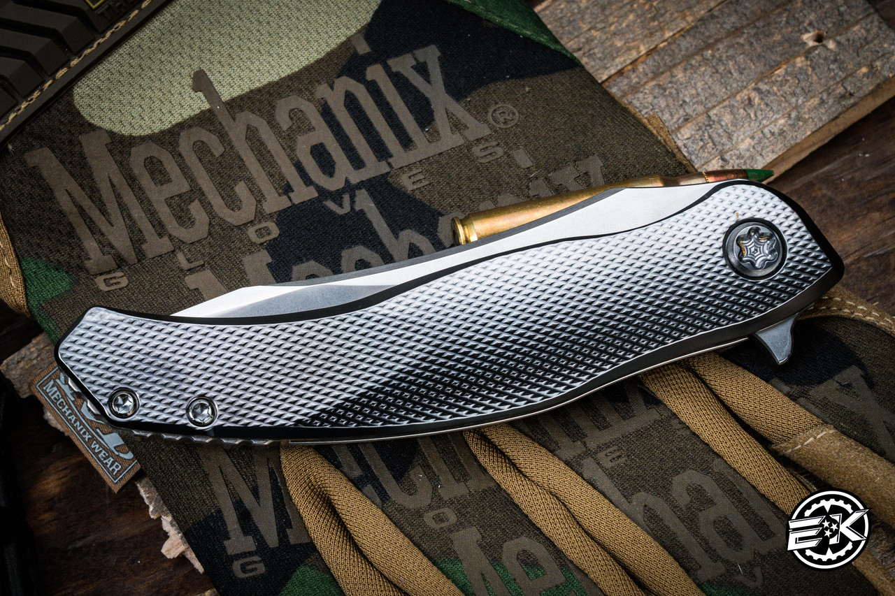 Mike Bond Knives Custom Huli Maka Black Diamond Frag Polished Titanium ...