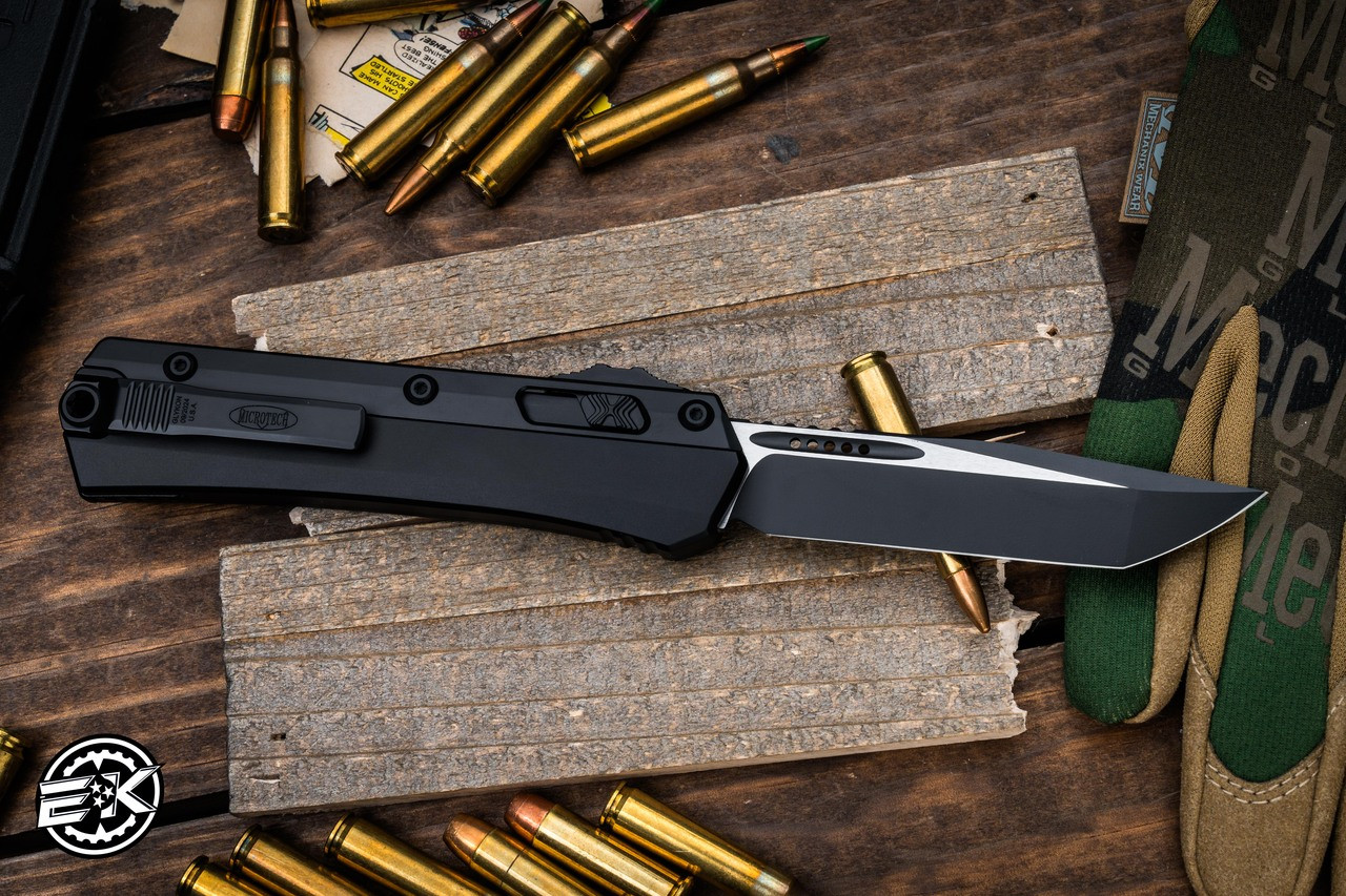 Microtech Glykon OTF Knife Aluminum/Titanium 3.75" Tanto Black 185-1T