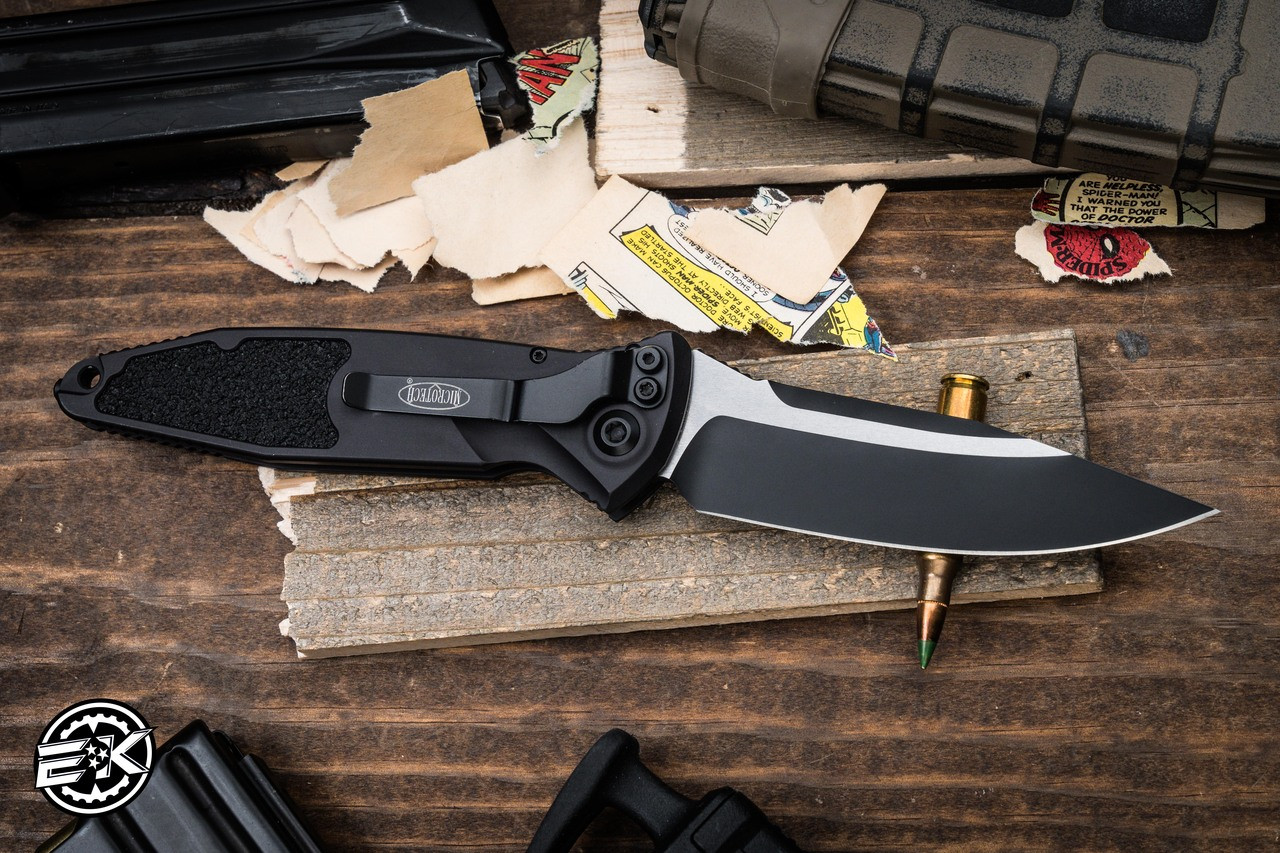 Preowned Microtech Socom Elite Automatic Folding Knife Black Aluminum 4