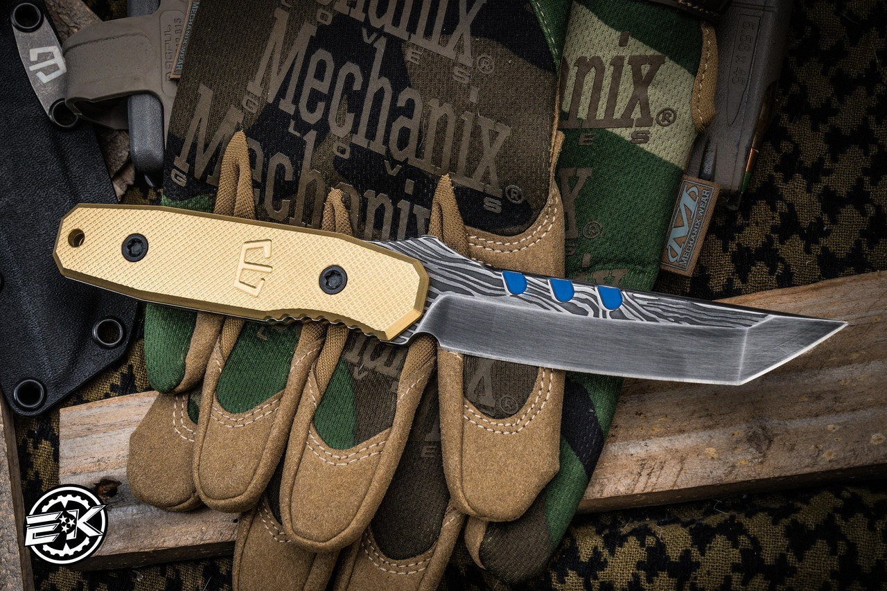 Blackside Customs Kimura Fixed Blade Knife Brass 4" Beskar MagnaCut