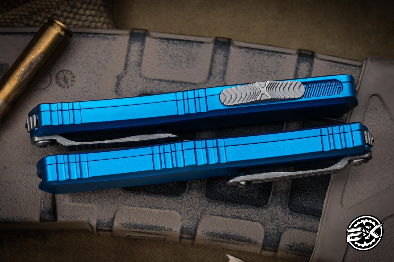 Microtech Hera II Mini OTF Automatic Knife Blue 3" Recurve Apocalyptic ...