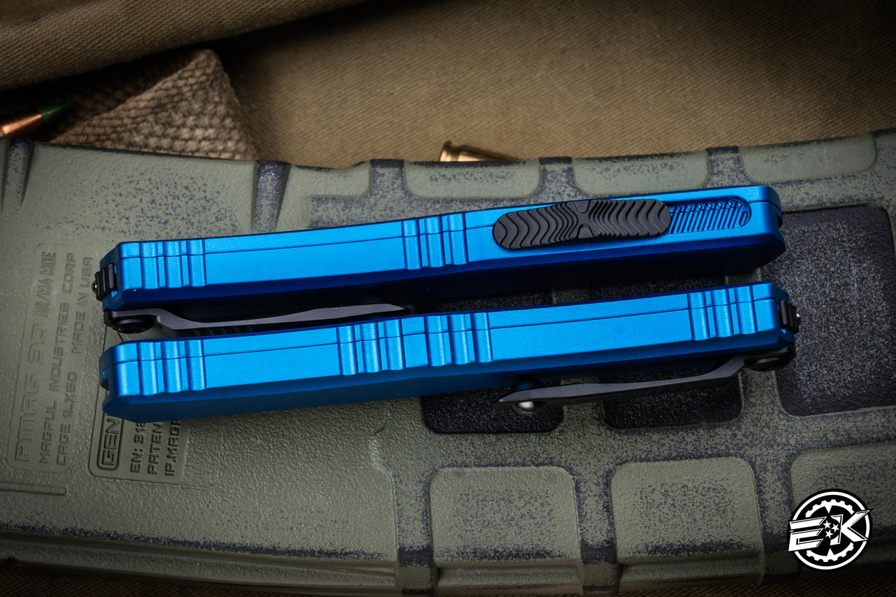 Microtech Hera II Mini OTF Automatic Knife Blue 3" Recurve Stonewash ...