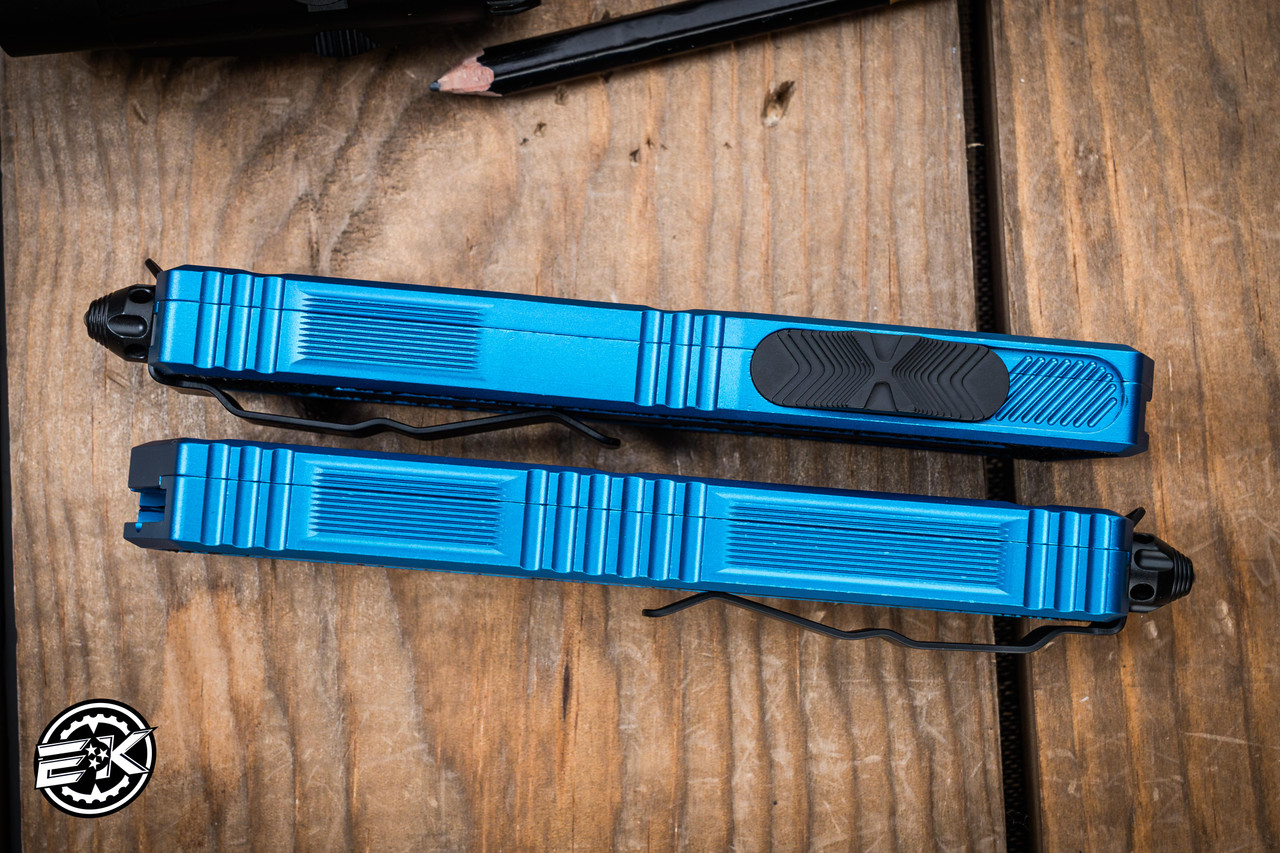 Microtech Scarab II Gen III OTF Automatic Knife Blue Aluminum 4" M390 ...
