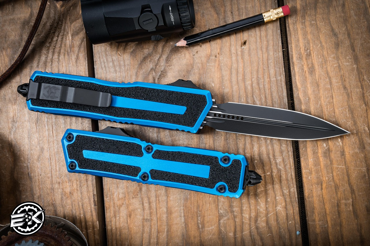 Microtech Scarab II Gen III OTF Automatic Knife Blue Aluminum 4" M390 ...