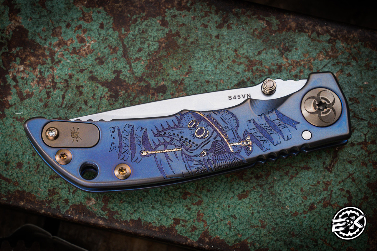 Spartan Blades Custom SHF Harsey Folder "Plague" Blue/Bronze Titanium 3 ...