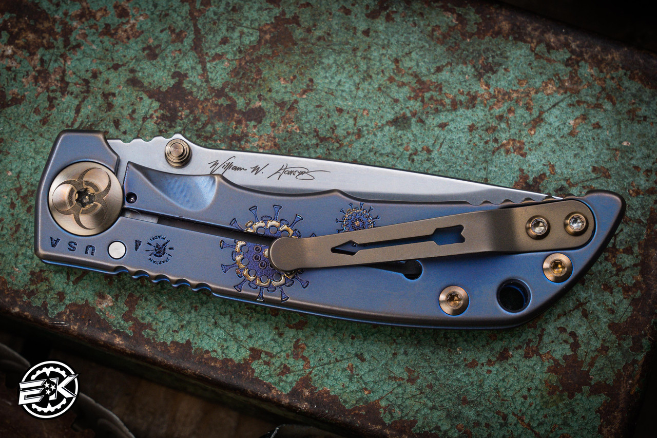 Spartan Blades Custom SHF Harsey Folder "Plague" Blue/Bronze Titanium 3 ...