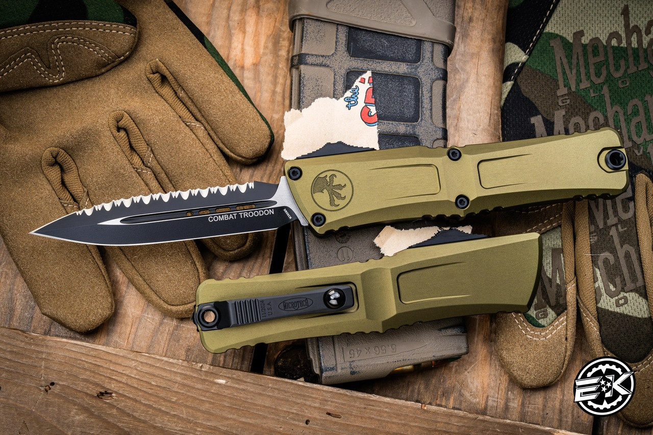 Microtech Combat Troodon Gen III OTF Automatic Knife OD Green 4" M390 ...