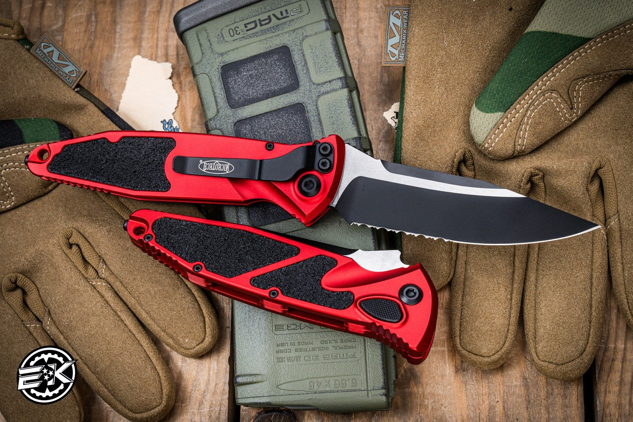 Microtech Socom Elite Automatic Folding Knife Red 4 M390 Black