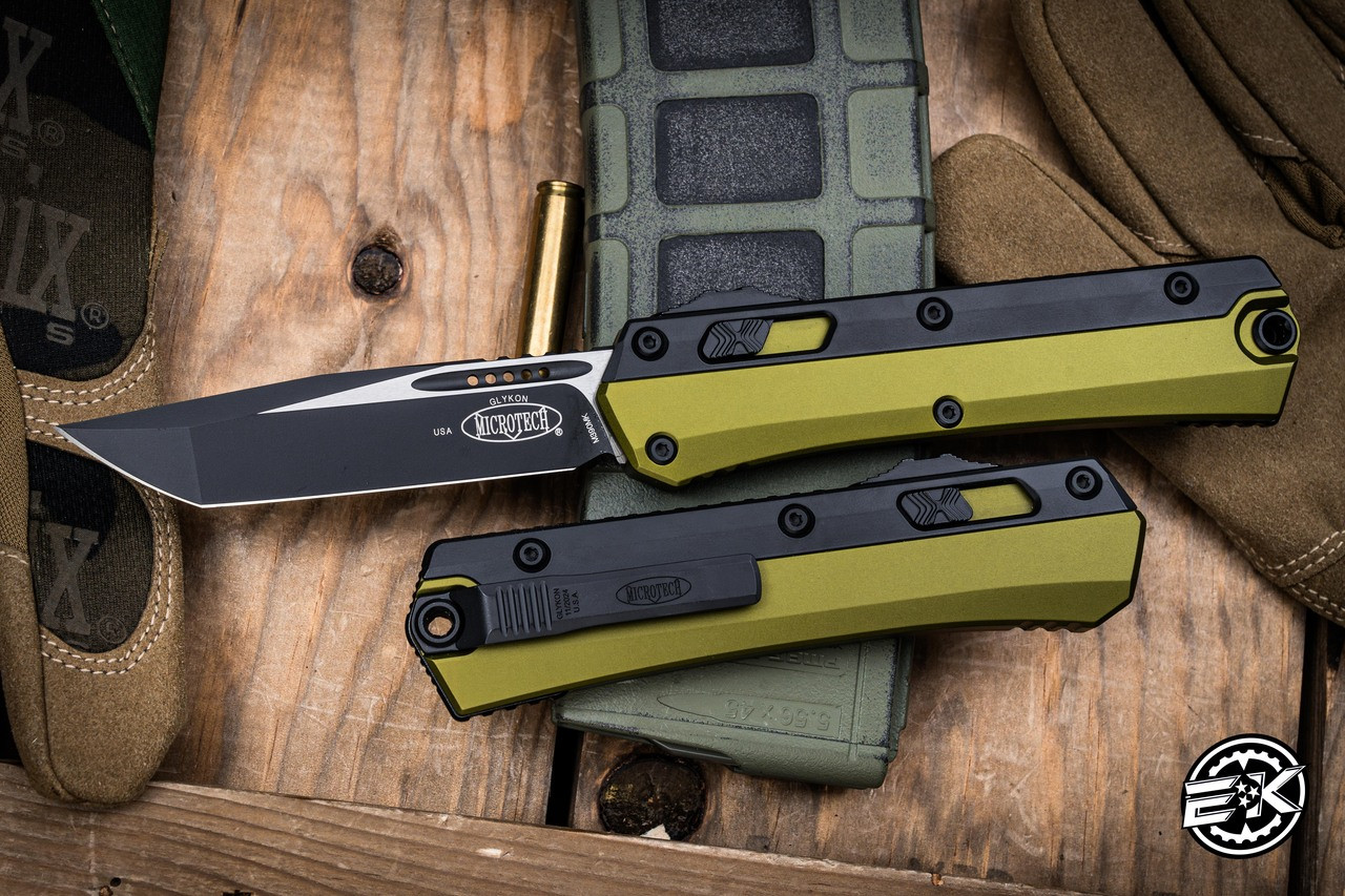Microtech Glykon OTF Automatic Knife OD Green Aluminum/Titanium 3.75 ...