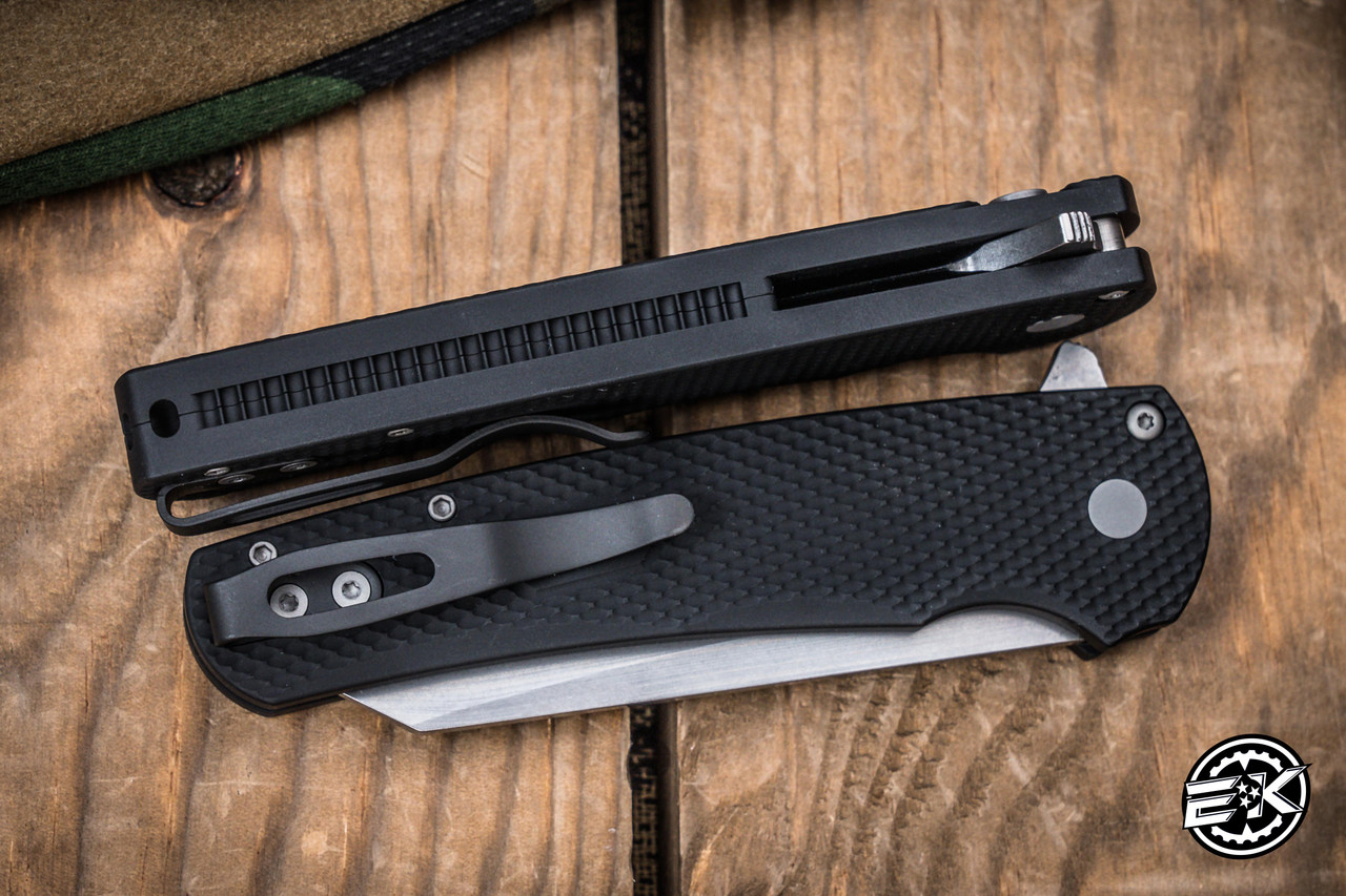 Pro-Tech Malibu Flipper Knife Textured Black Aluminum 3.5" Magnacut Stonewash Reverse Tanto 5405