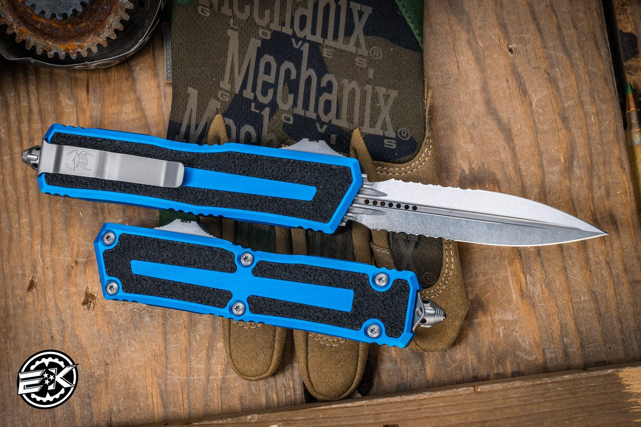 Microtech Scarab II Gen III OTF Automatic Knife Blue Aluminum 4" M390 ...