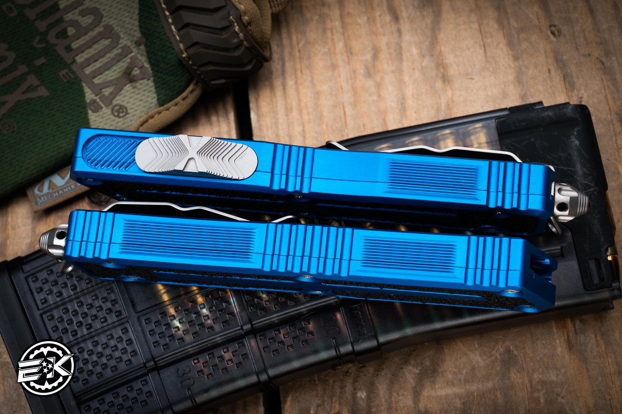 Microtech Scarab II Gen III OTF Automatic Knife Blue Aluminum 4" M390 ...