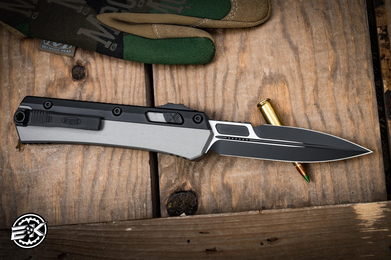 Microtech Glykon OTF Automatic Knife Natural Clear Aluminum/Titanium 3. ...