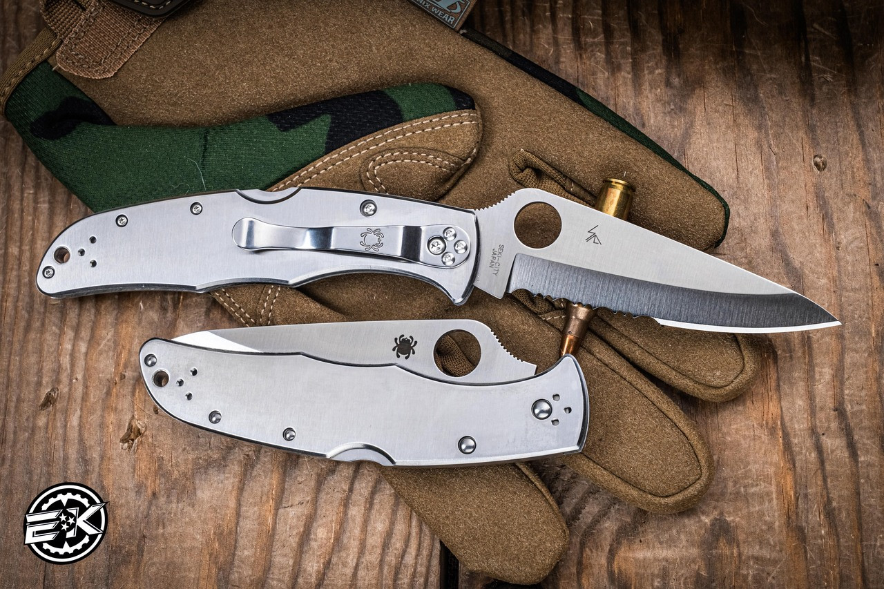 Spyderco Endura 4 Folding Knife Stainless Steel 3.8" Satin Combo ...
