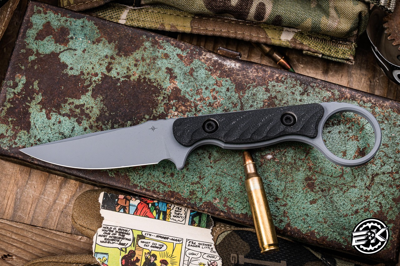 Toor Knives Jank Shank S Fixed Blade Black G10 3" Phantom Grey Drop Point