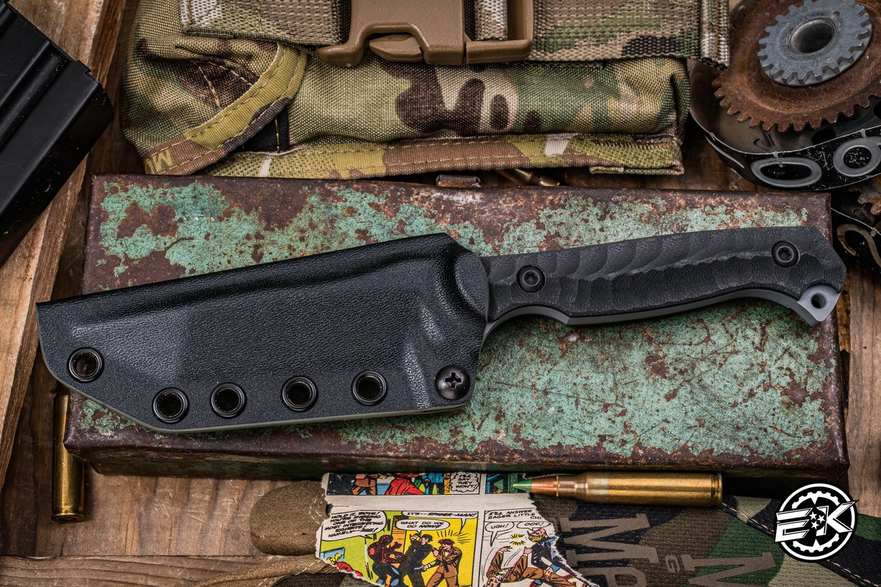Toor Knives Krypteia T Fixed Blade Knife Black G10 4" Phantom Gray Tanto