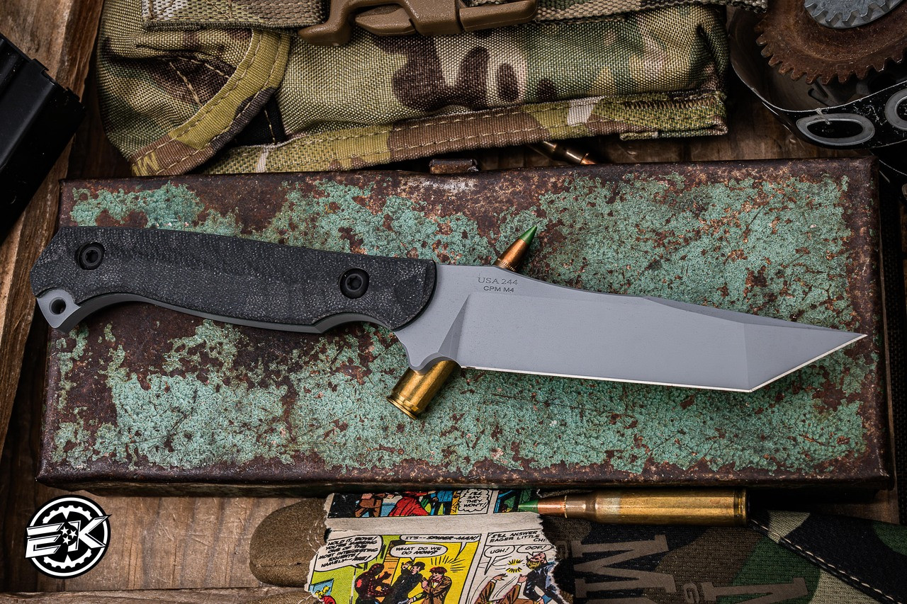 Toor Knives Krypteia T Fixed Blade Knife Black G10 4" Phantom Gray Tanto