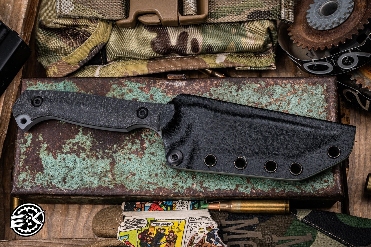 Toor Knives Krypteia T Fixed Blade Knife Black G10 4" Phantom Gray Tanto