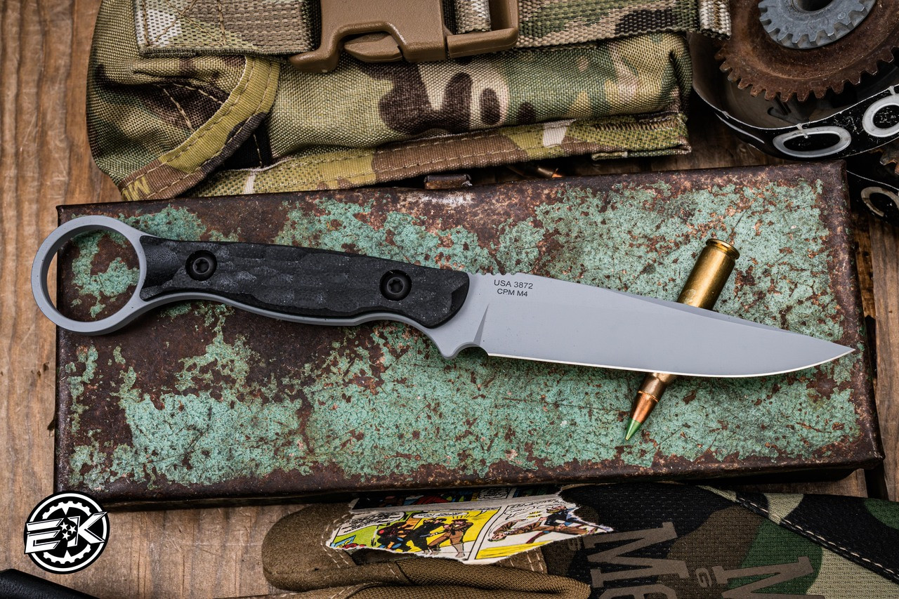 Toor Knives Serpent S Fixed Blade Knife Black G10 3.75" Phantom Grey Drop Point