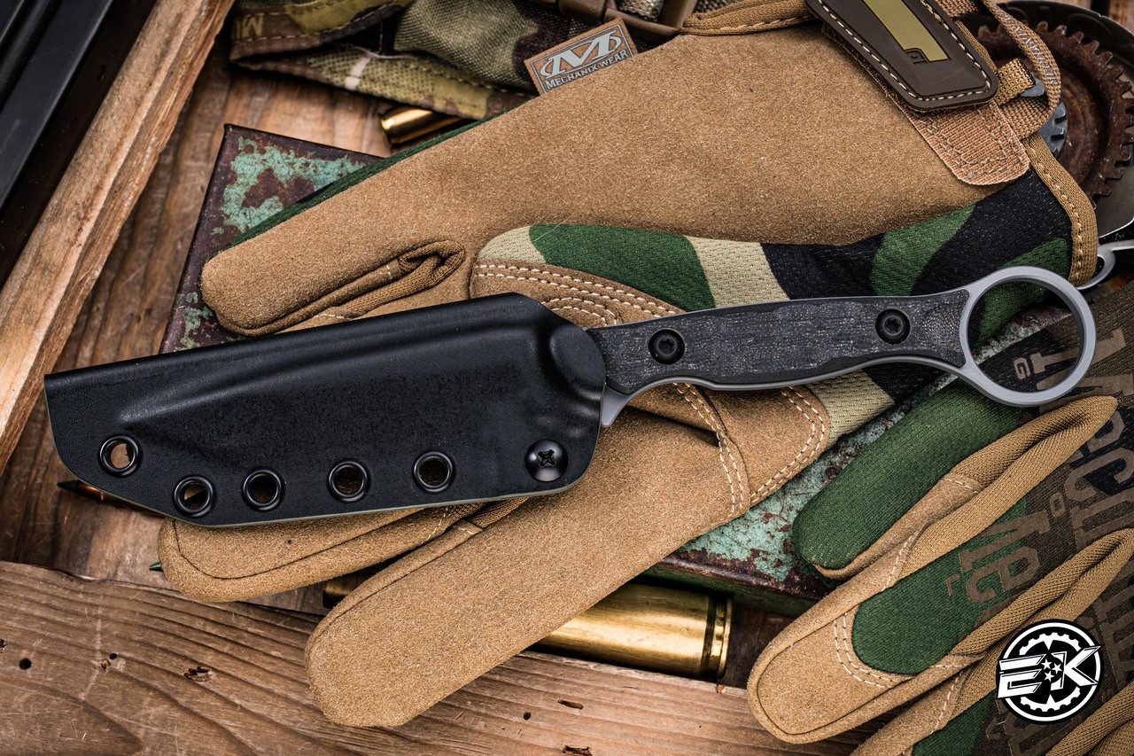 Toor Knives Serpent T Fixed Blade Knife Black G10 3.75" Tanto Phantom Grey