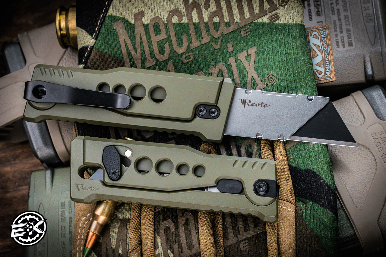 EXO-U V2 OTF Gravity Knife OD Green Speedhole Aluminum 2.3" Utility Blade