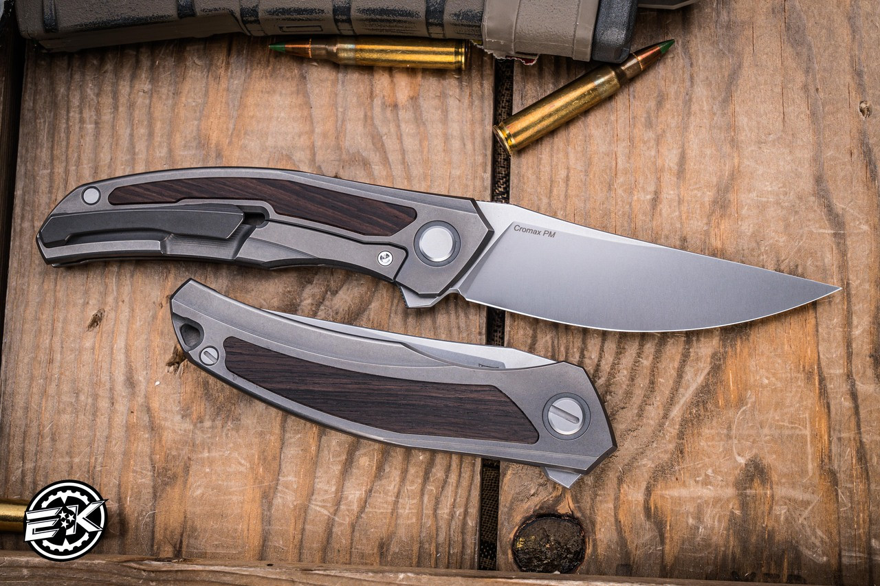 Shirogorov Ursus Quantum Folding Knife African Blackwood Inlay Titanium ...