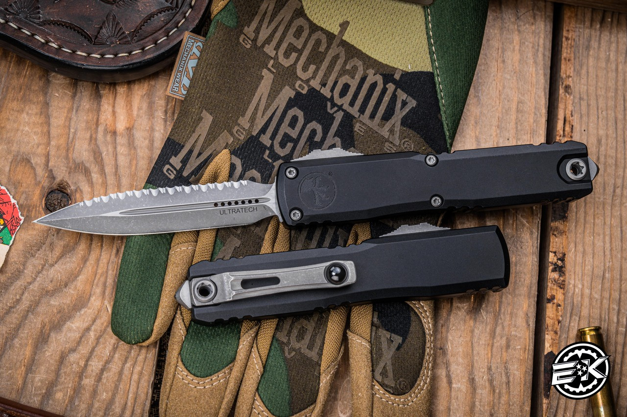 Microtech Ultratech Gen III ZBP OTF Automatic Knife 3.5" M390 Dagger Apocalyptic Stonewash ...