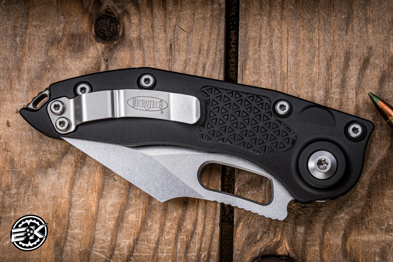 Preowned-Microtech Auto "Stitch" 3.75" Stonewash 169-10