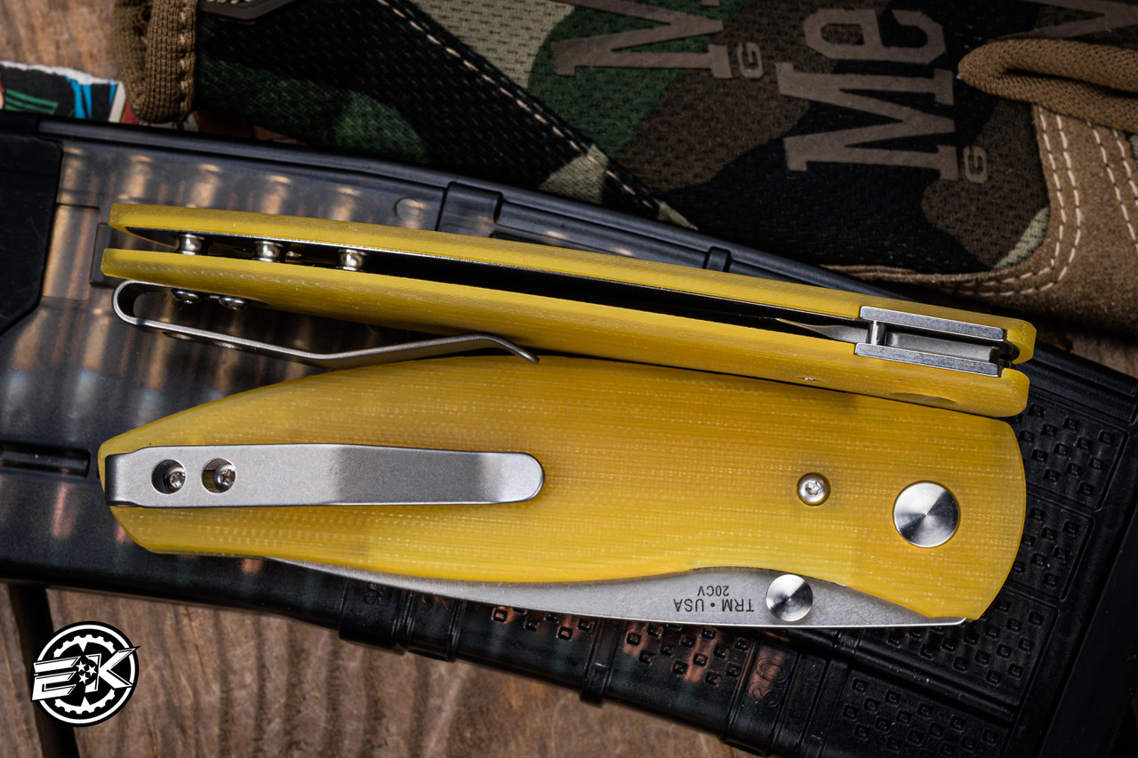 Three Rivers Manufacturing ATOM Folding Knife Contoured Amber Ale G10 3 ...