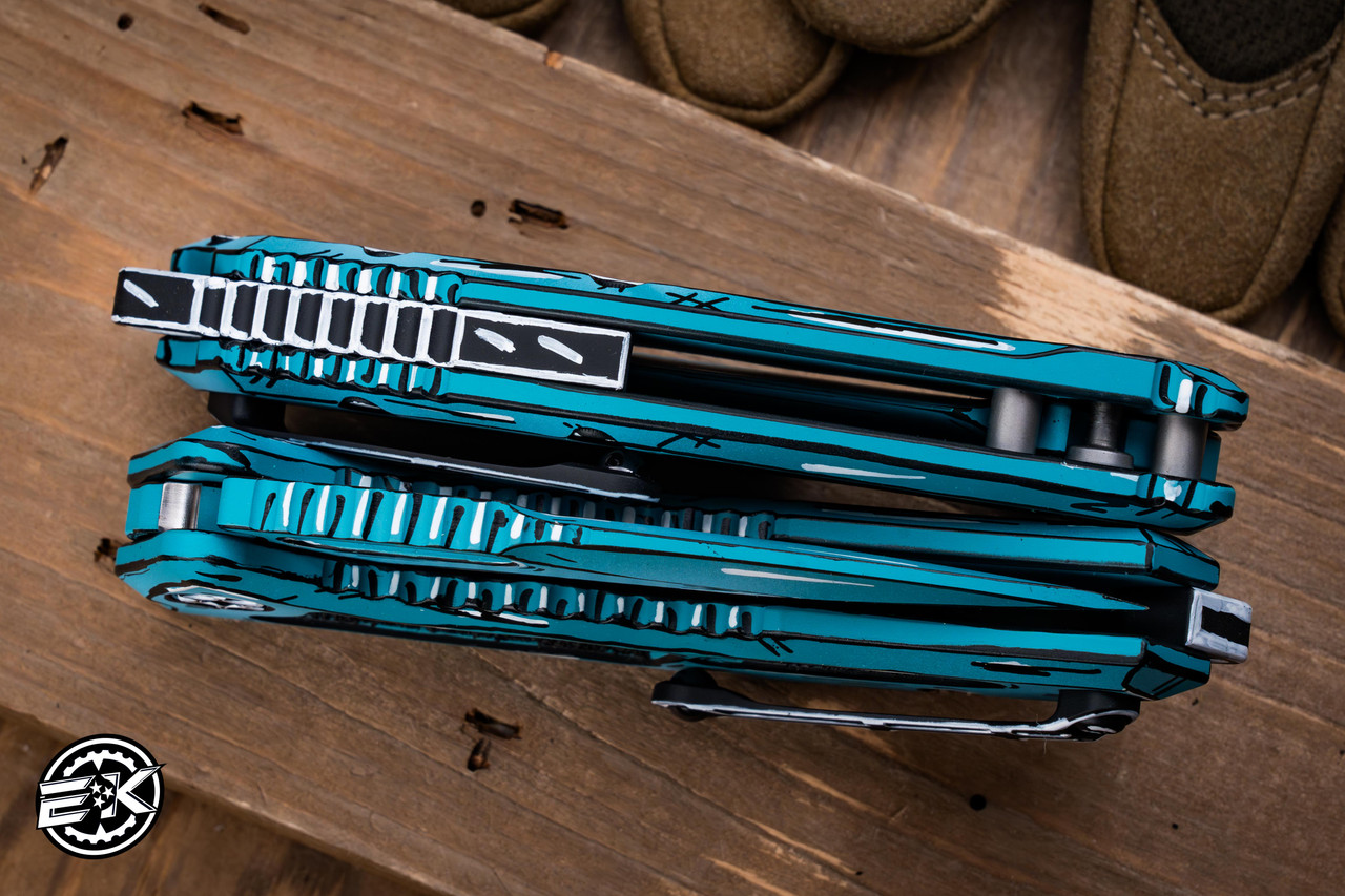 Heretic Knives Medusa Automatic Knife Turquoise Cel-Shade 3.25" Recurve ...