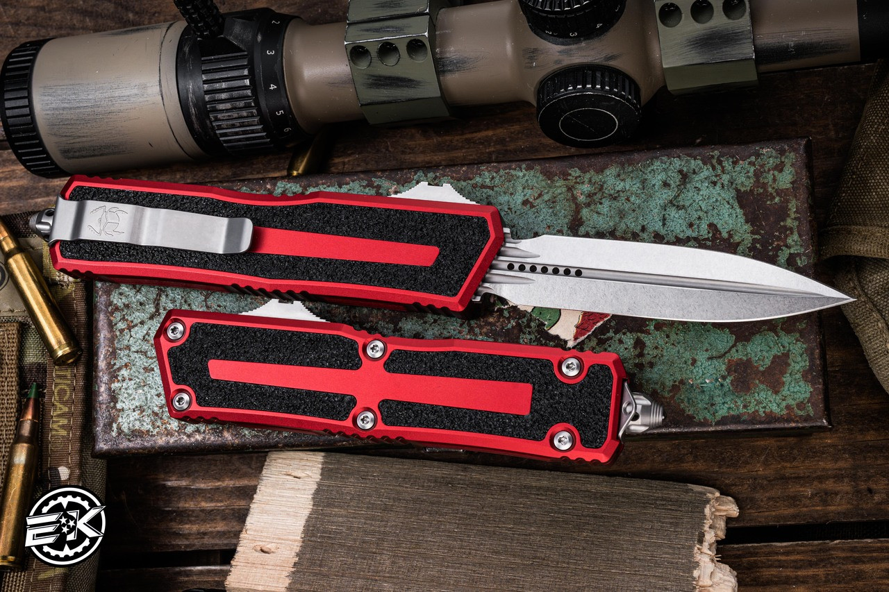 Microtech Scarab II Gen III OTF Automatic Knife Red Aluminum 4" Dagger ...