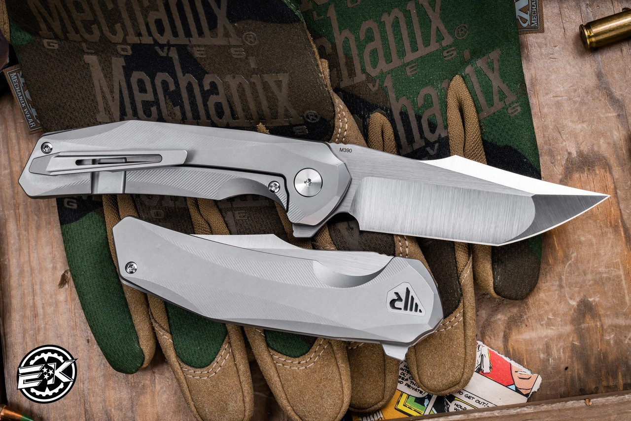 Reate ZORO Folding Knife Bead Blast Titanium 3.3" M390 Satin
