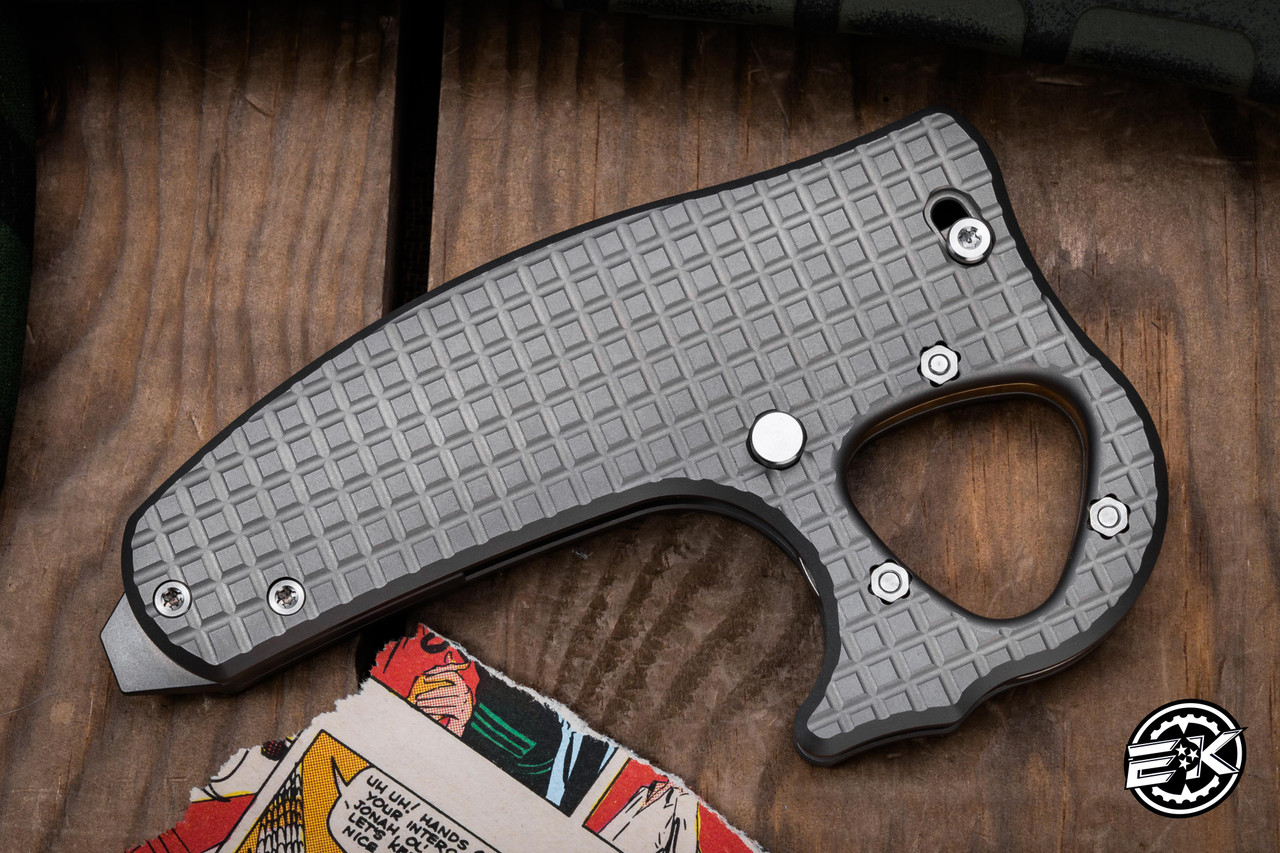 Reate Exo-D Folding Knife Bead Blast Contour Titanium 2.7" Elmax Satin ...