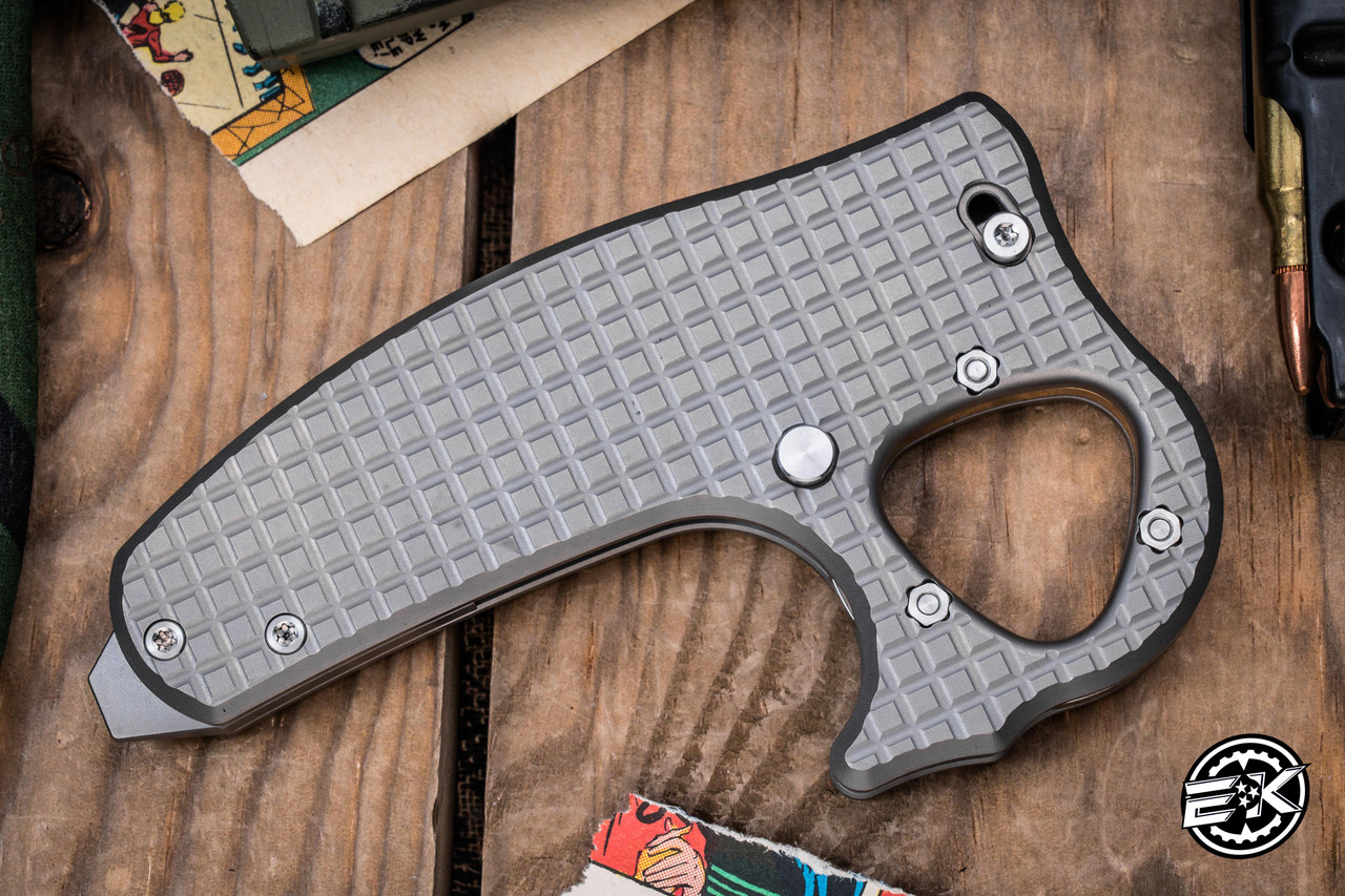 Reate Exo-D Folding Knife Bead Blast Flat Titanium 2.7" Elmax Satin