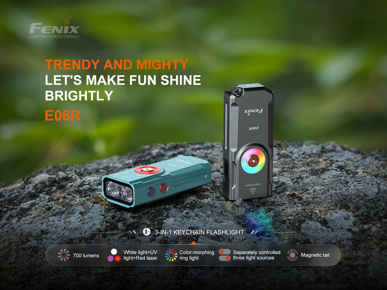 Fenix E06R UV Flashlight Green Laser 2.72" 700 Lumens