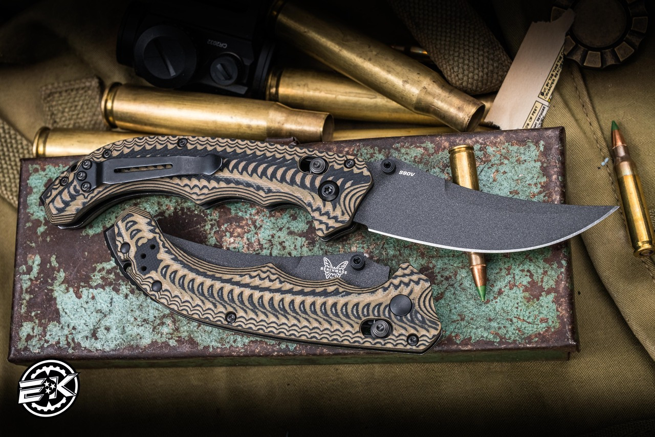 Benchmade Mini Bedlam Folding Knife OD, Black-Coyote G10 3.45" S90V ...