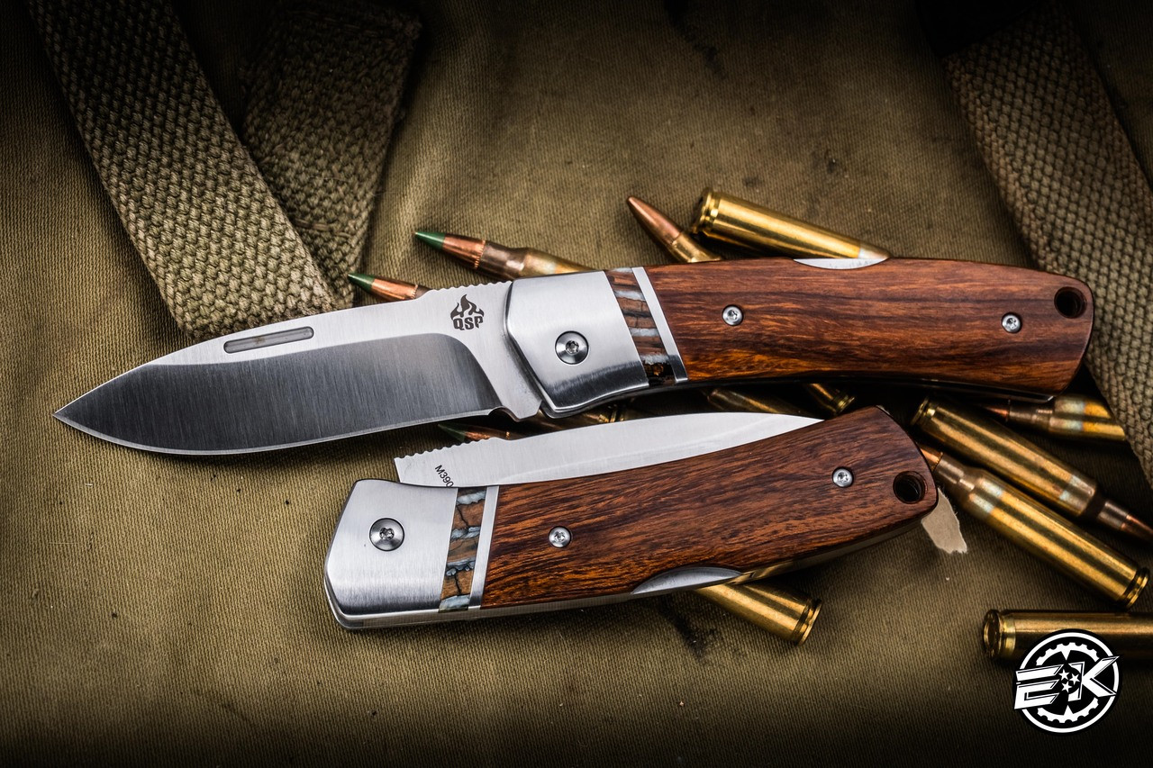 QSP Mustang Limited Edition Folding Knife Desert Ironwood Inlay 3" M390 ...