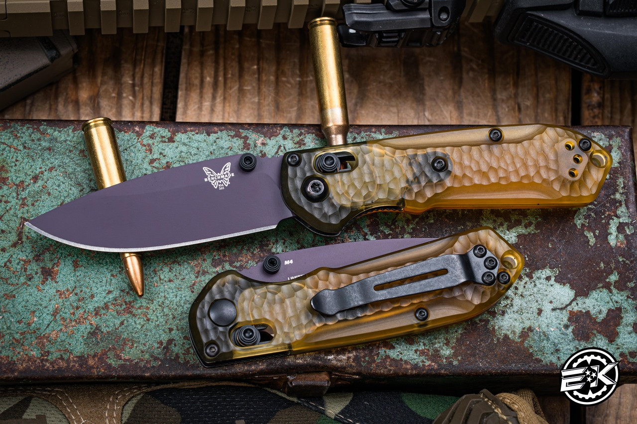 Benchmade Mini Freek AXIS Folding Knife Yellow 3" Drop Point Purple ...