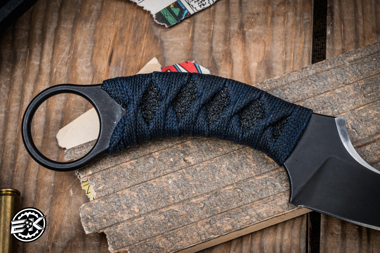 Bastinelli Knives Custom Mako Fixed Blade Knife Blue Tsuka Wrap G10 4.5 ...