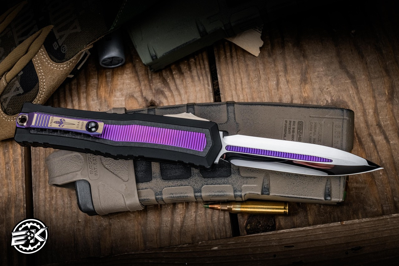 Microtech/Marfione Custom Atreus ZBP OTF Automatic Purple Haze Titanium ...
