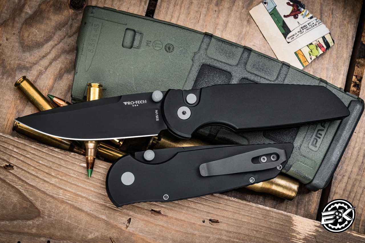 ProTech TR-3 Integrity Manual Folding Knife Black 3.5" S35VN DLC Black ...