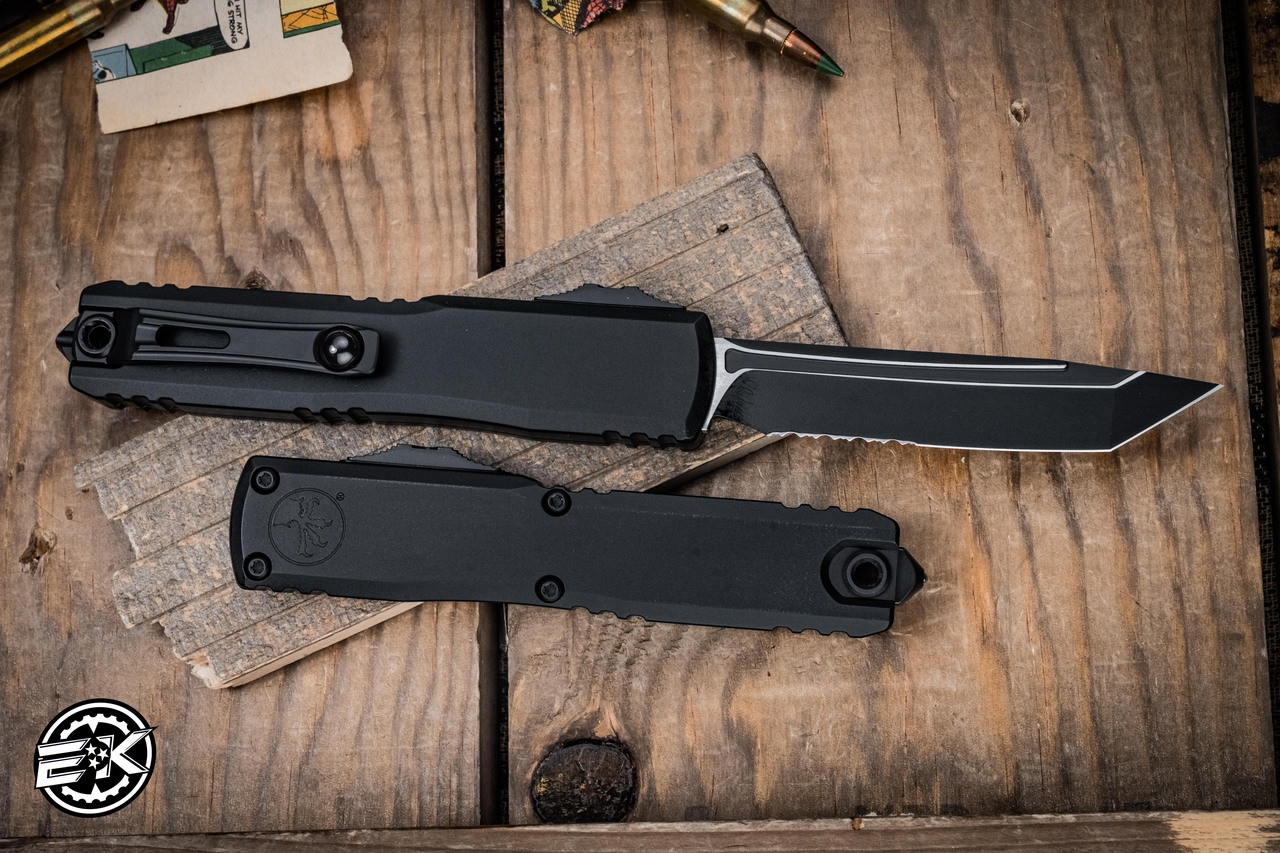 Microtech Ultratech Gen III ZBP OTF Automatic Knife Black Tactical 3.5" M390 Tanto Black ...