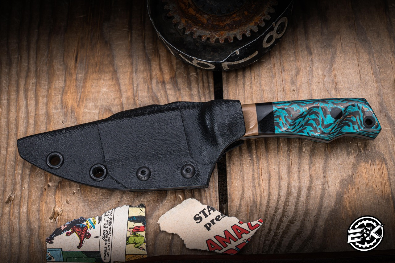 Half Face Blades Pac-Man Fixed Blade Knife Teal Shade Tree Micarta ...