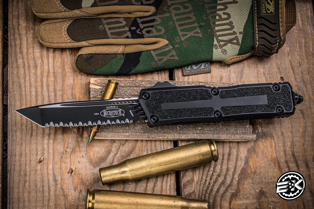 Microtech Scarab II Gen III OTF Automatic Knife Black Tactical 4" Tanto ...