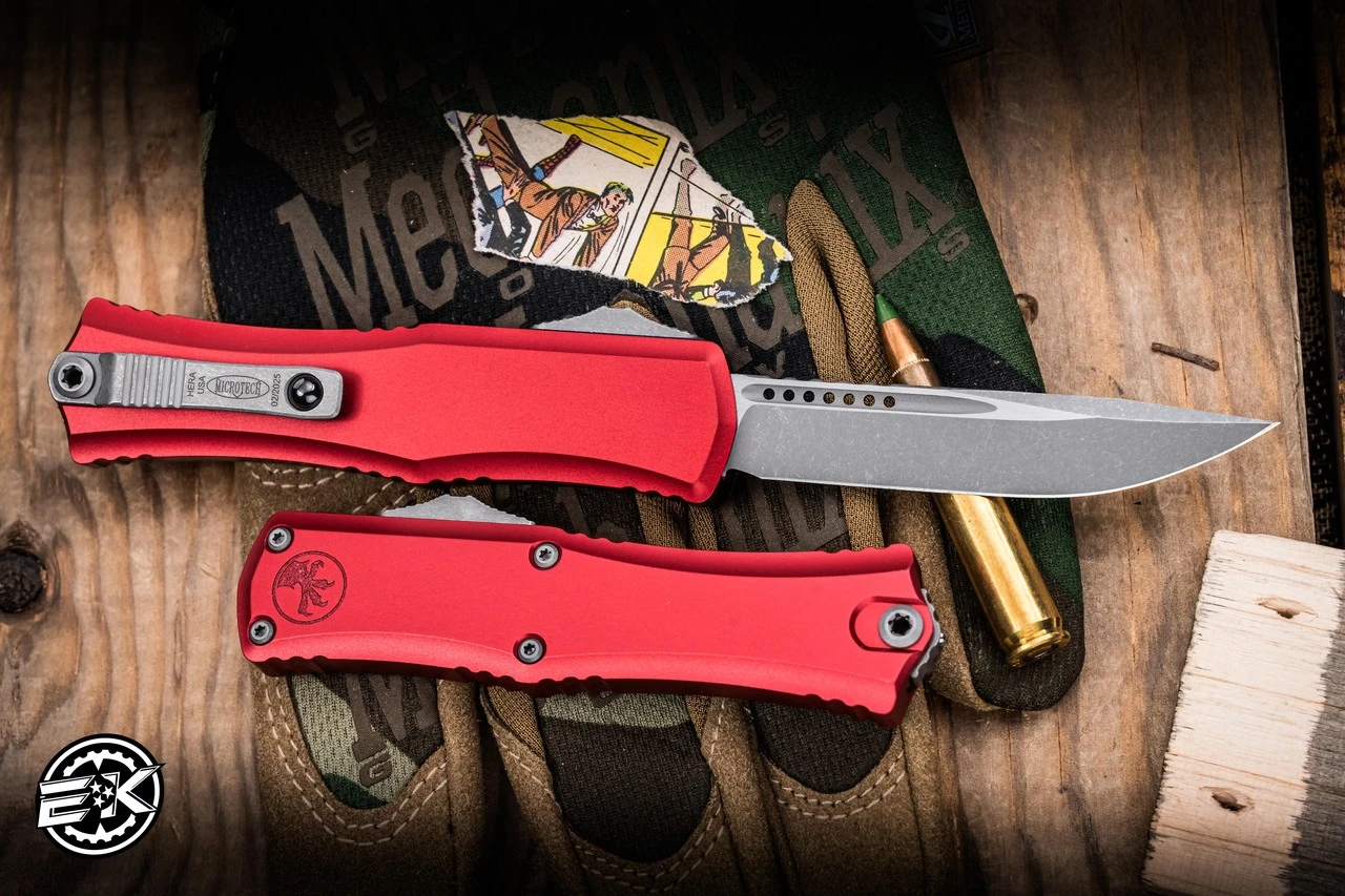 Microtech Hera Mini Otf Automatic Knife Red 3 Drop Point Apocalyptic